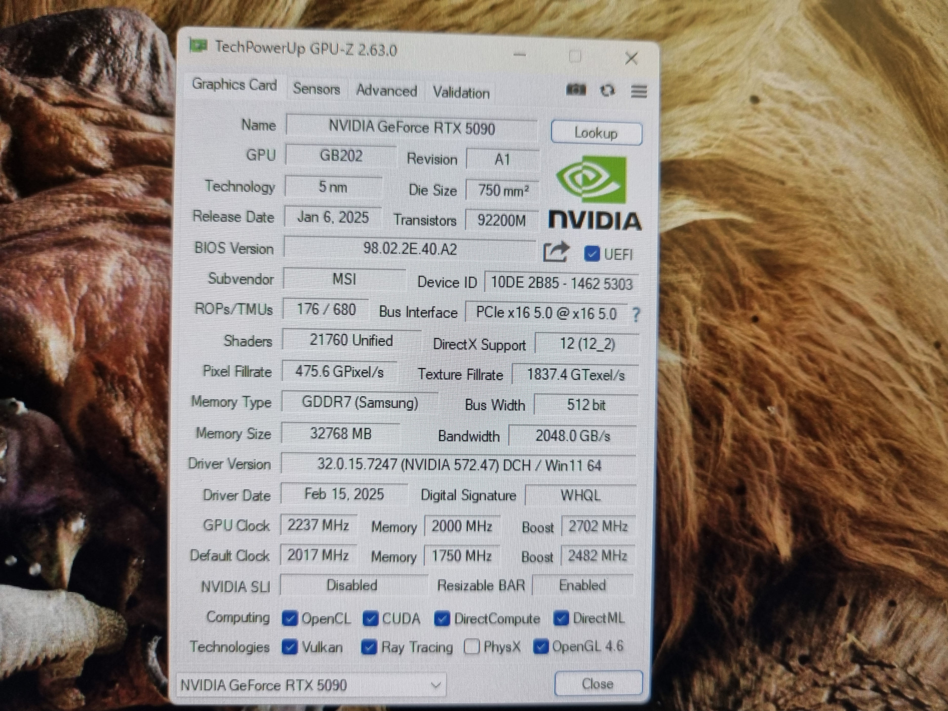 50시리즈 MSI 제품 사용하시는 분들은 VBIOS 업데이트 하세요 - 조드