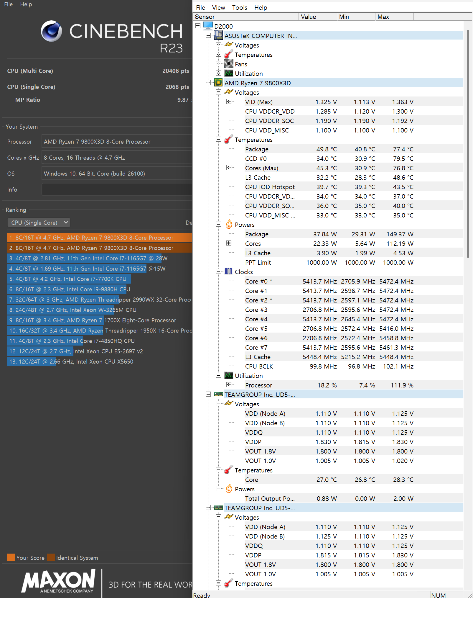 983d + 5070ti 정상화(?) 끝 / 여러 가지 벤치마크 - CPU / 메인보드 / 램