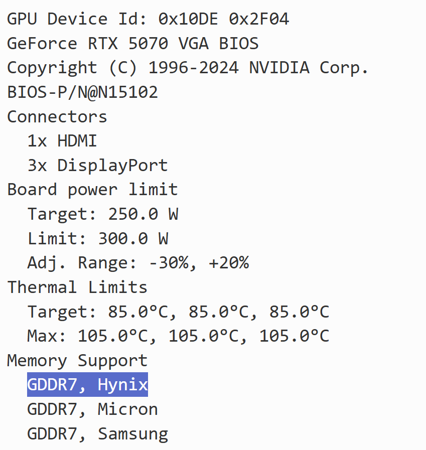 엔비디아, RTX 50 시리즈에 SK하이닉스 GDDR7 메모리 사용 시작 - 조드