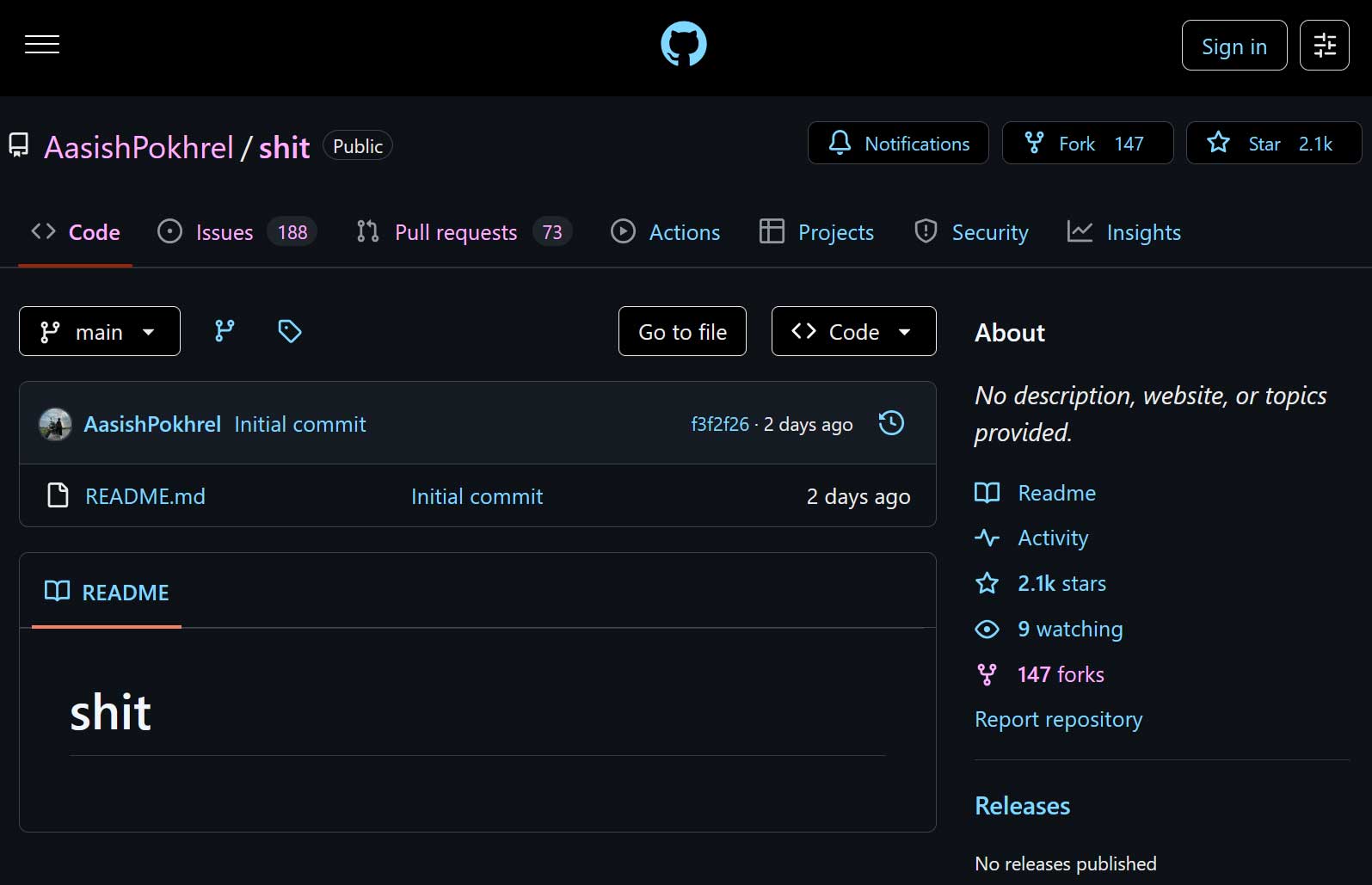 깃허브(GitHub) 10억 번째 저장소 등장, 이름은 'sh*t' - 조드