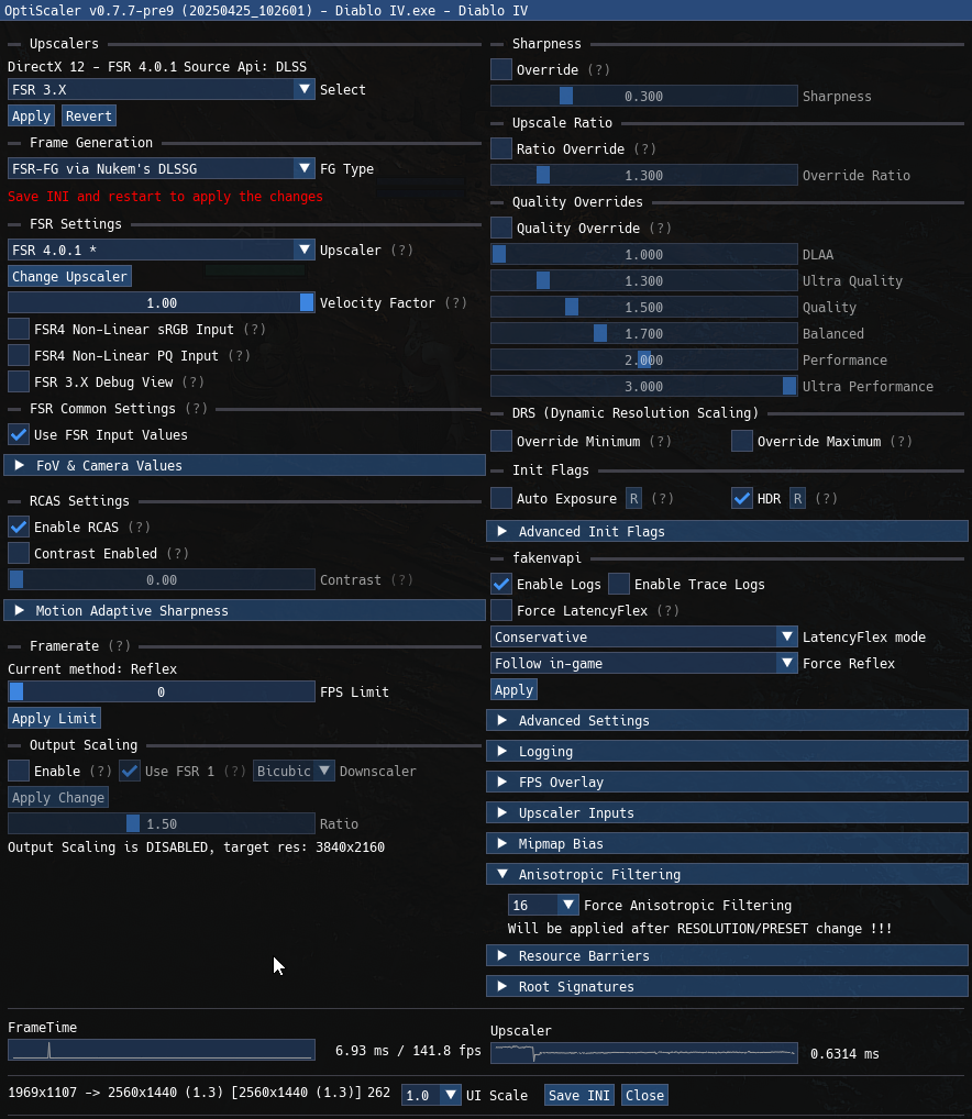 라데온으로 optiscaler + 디아4 DLSS 프레임 생성모드 쓰기 - 그래픽카드