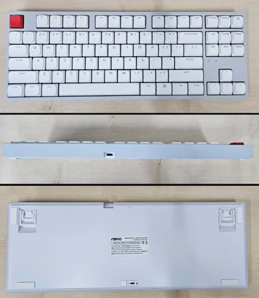 앱코 ABKO AK87 SLIM PRO 슬림 프로 3모드 로우 프로파일 기계식 키보드 햇살축 (Ivory Rice) RGB ...